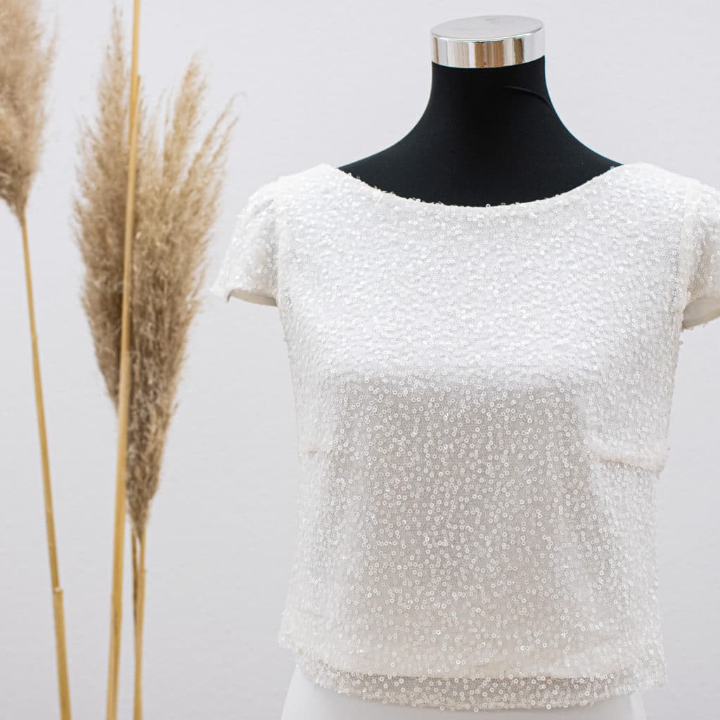 Spitzen Braut Top mit V-Ausschnitt und Spaghettiträgern - K.S. Top Dress